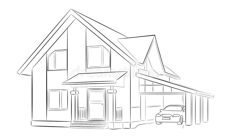 Nice House And Car Drawing