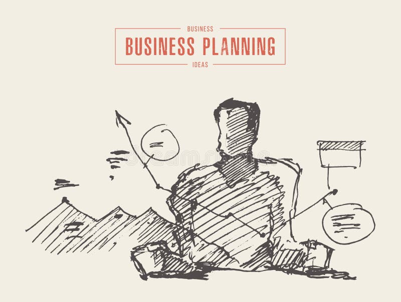 Sketch Process Business Planning Man Vector Sketch Stock Vector ...