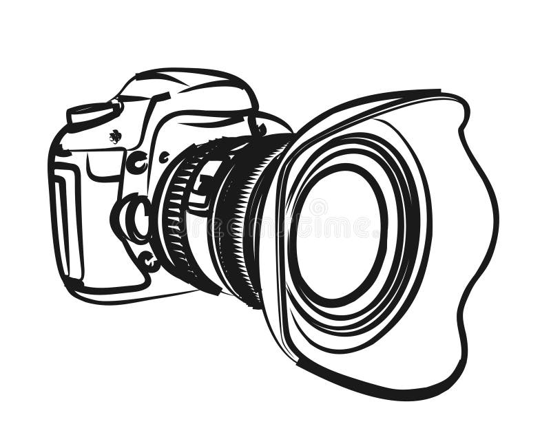 Sketch of a SLR camera. stock vector. Illustration of professional ...