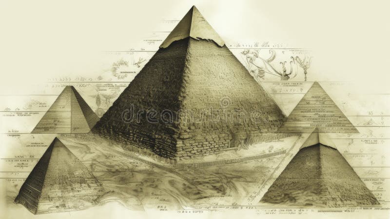 Sketch Project of Pyramids Design on White Paper Generated by a Stock ...