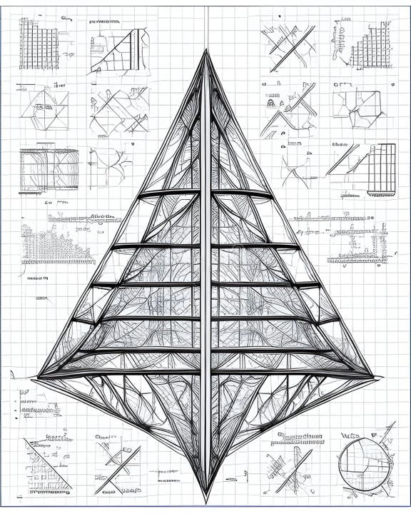 A Drawing of a Pyramid Tree with a Drawing of a Triangle on it. Stock ...