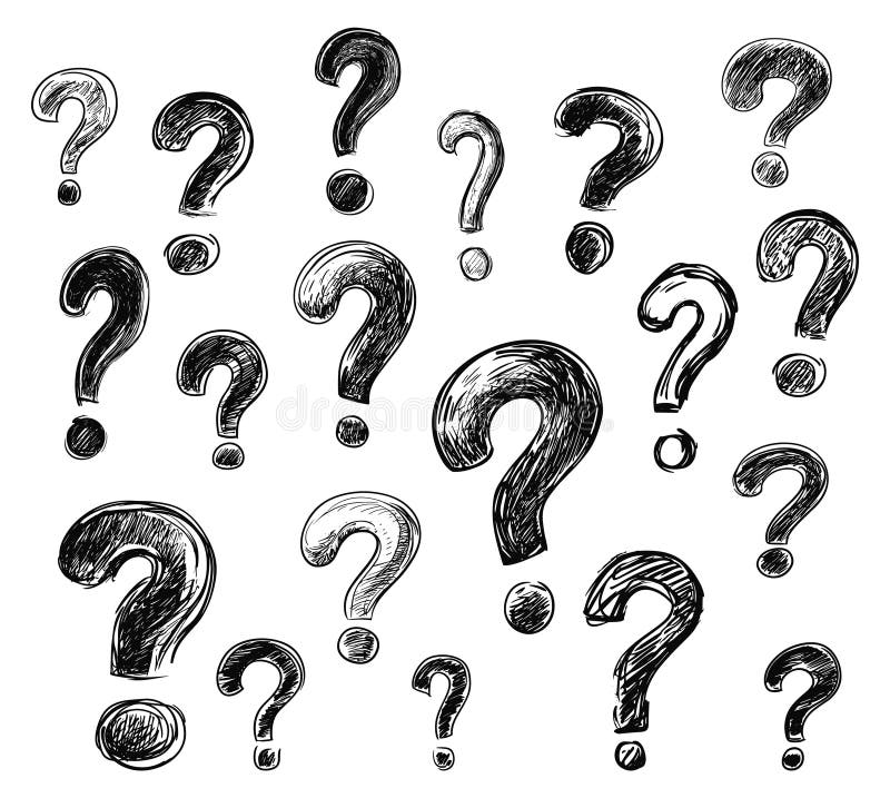 Sketch Question Marks. Isolated Question Signs Doodle Drawing. Scribble ...
