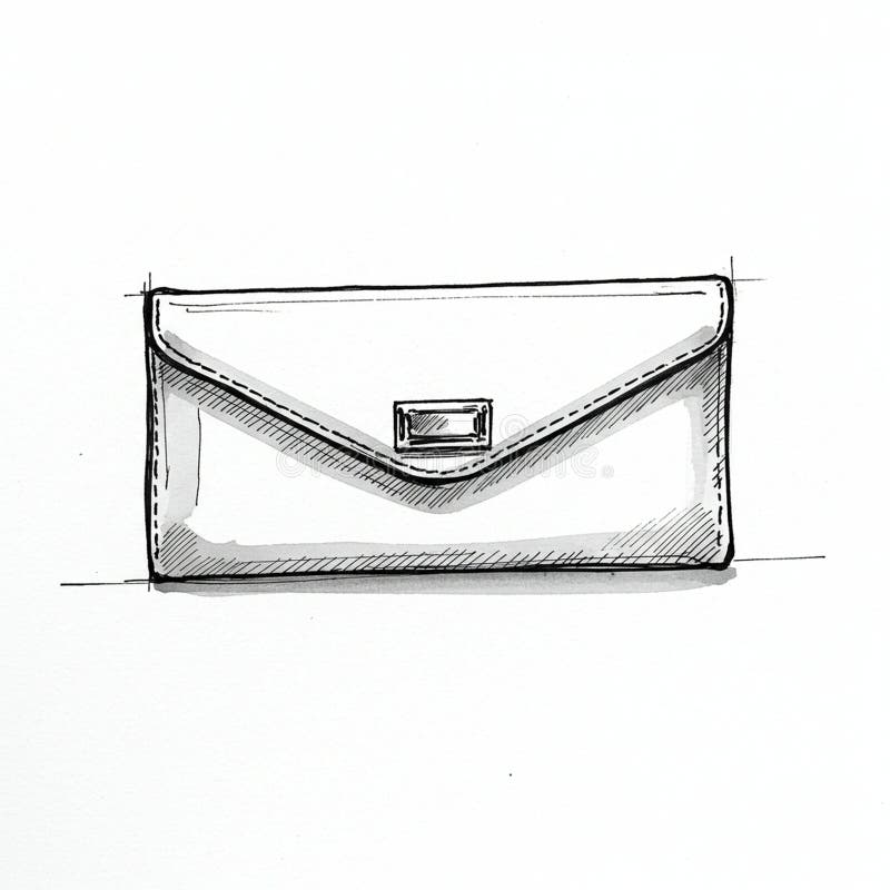 Sketch of a Rectangular Clutch Purse with a Distinct Envelope-style ...