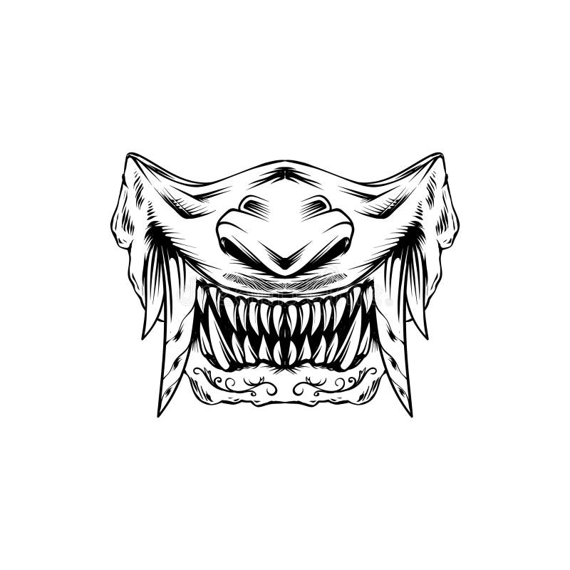 Sketch Red Japanese Devil Oni Mask Illustration Stock Vector ...