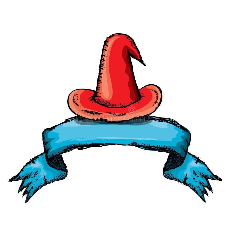 Vector Sketch Red Halloween Witch Hat Isolated on White Stock Vector ...