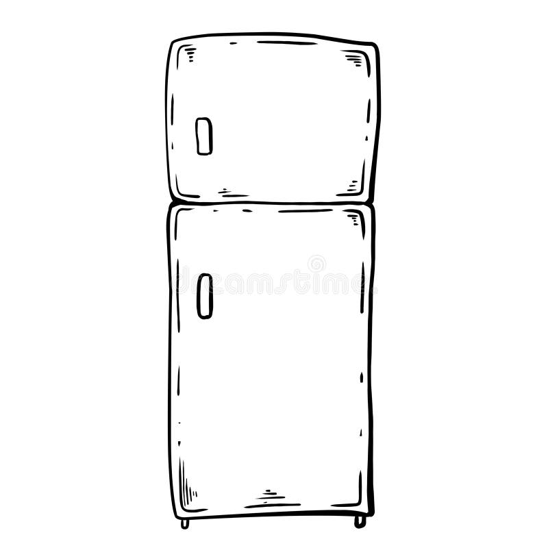 Sketch Refrigerator Isolated on White Stock Illustration - Illustration ...