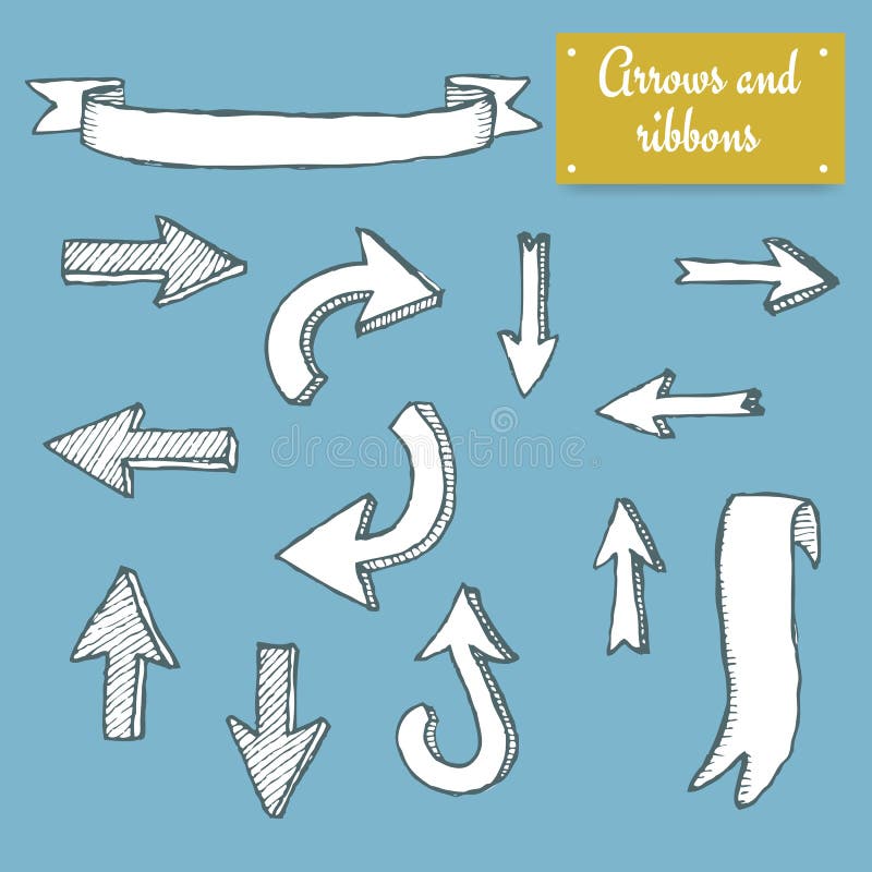 Sketch ribbons and arrows stock illustration. Illustration of label ...