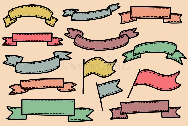 Sketch ribbons in color stock illustration. Illustration of ribbon ...