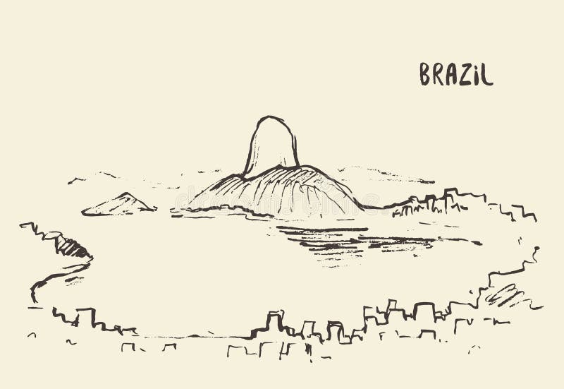 Sketch Rio De Janeiro Skyline Brazil Vector. Stock Vector ...