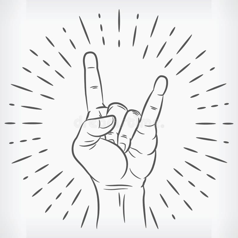 Sketch Rock N Roll Hand Outline Doodle Symbol Vector Drawing Stock ...