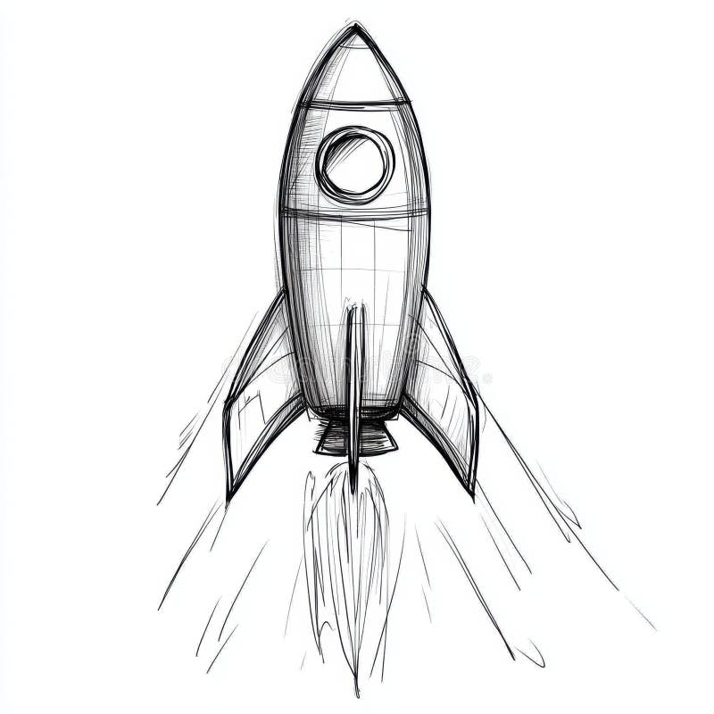 Sketch of a Rocket Launching into the Sky Dynamic Motion Stock ...