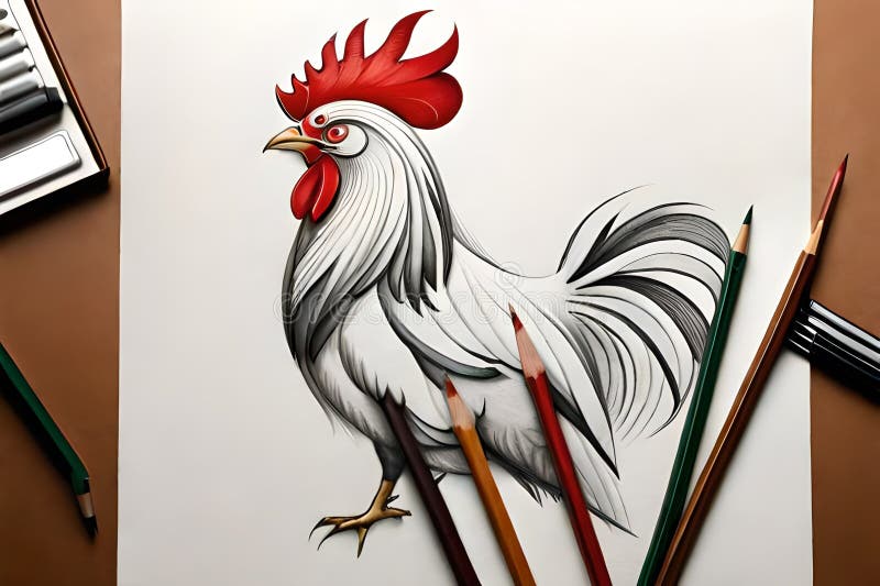 Red Pencil Drawing Rooster Stock Illustrations – 47 Red Pencil Drawing ...