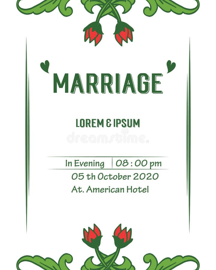 Sketch Rose Wreath Frame for Card of Marriage Romantic. Vector Stock ...