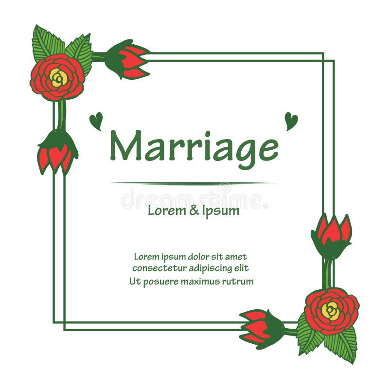 Sketch Rose Wreath Frame for Card of Marriage Romantic. Vector Stock ...