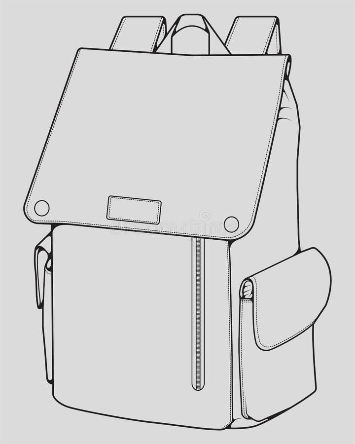 Sketch of a Rucksack. Backpack Isolated on White Background. Vector ...