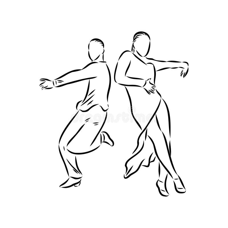 Latin Dance Couple, Coloring Book Vector Illustration of Sensual ...