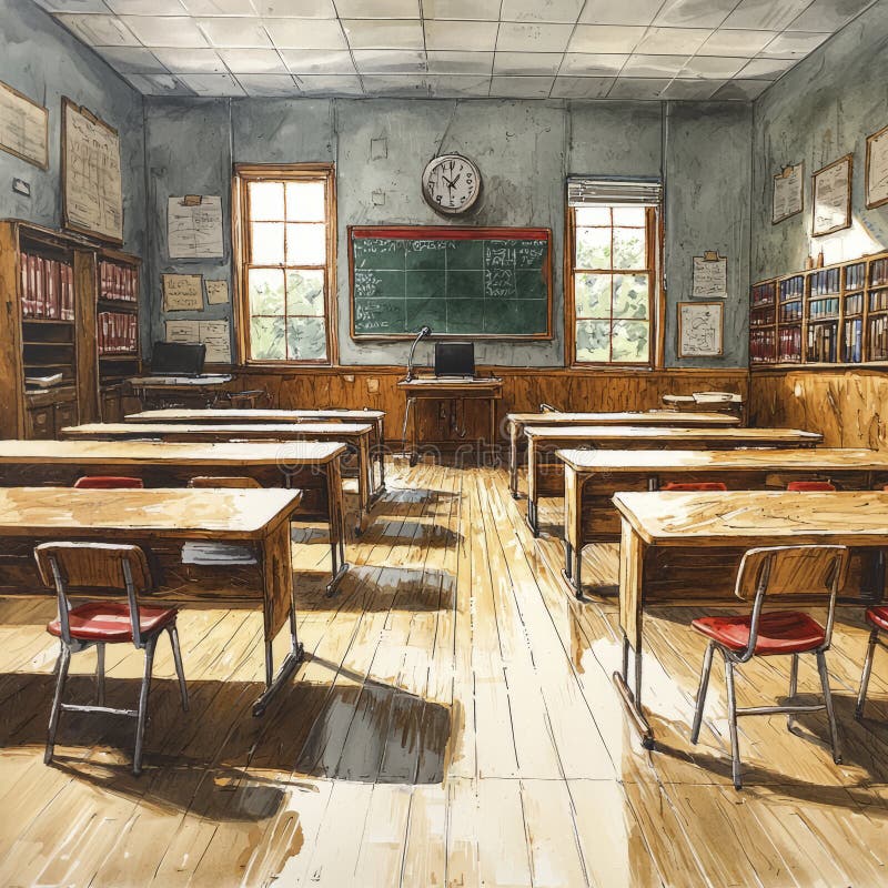 Sketch of School, Classroom. Ai Generative Illustration Stock ...