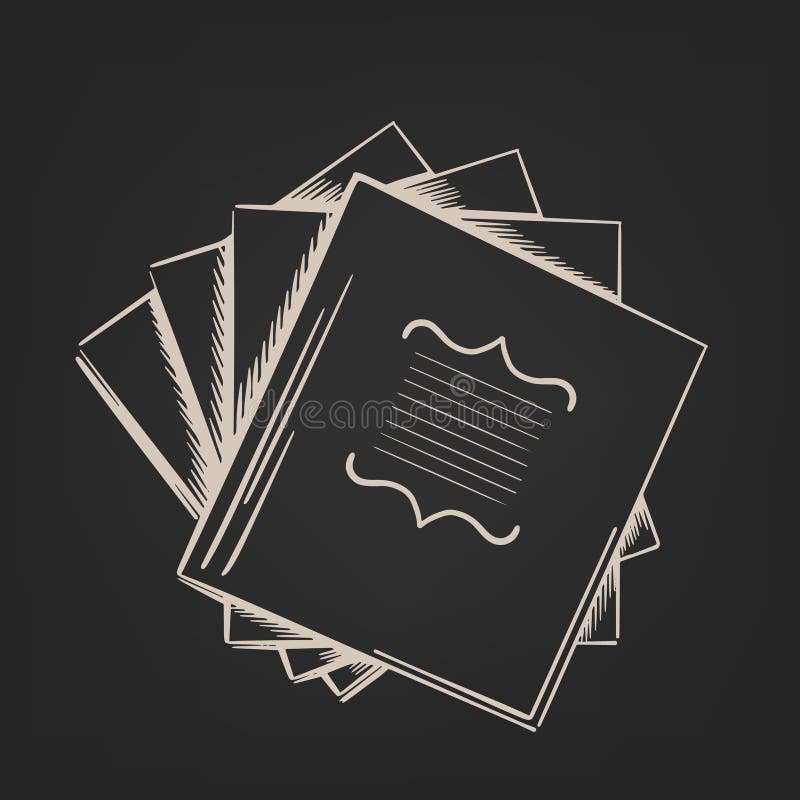 Sketch Stack of Notebooks Drawn on a Dark Background Vector Stock ...