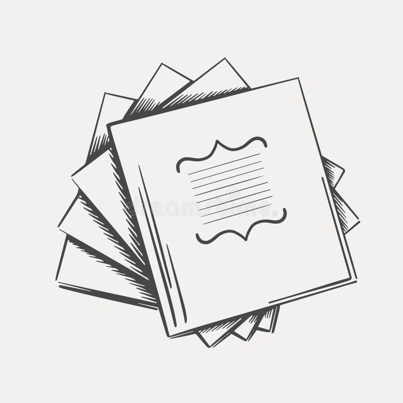 Sketch Stack of Notebooks Drawn on a Light Background Vector Stock ...