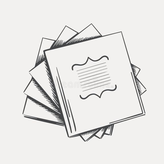 Sketch Stack of Notebooks Drawn on a Light Background Vector Stock ...