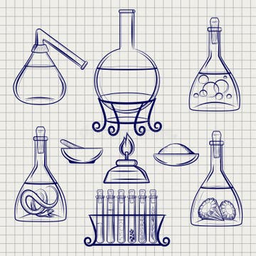 Sketch of Science Lab Equipment Stock Vector - Illustration of ...