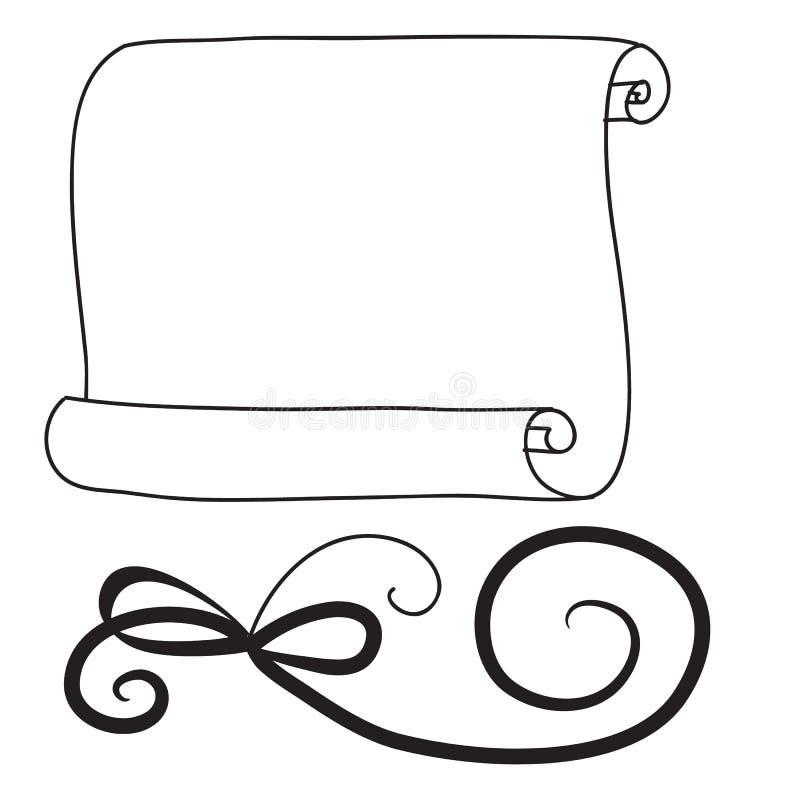 Sketch, Scroll for Writing and Decorative Pattern, Cartoon Illustration ...