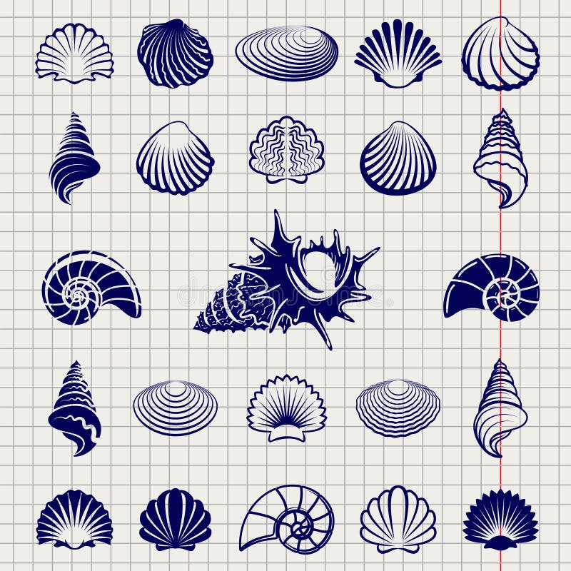 Sea shell silhouettes stock vector. Illustration of cockleshell - 77836282
