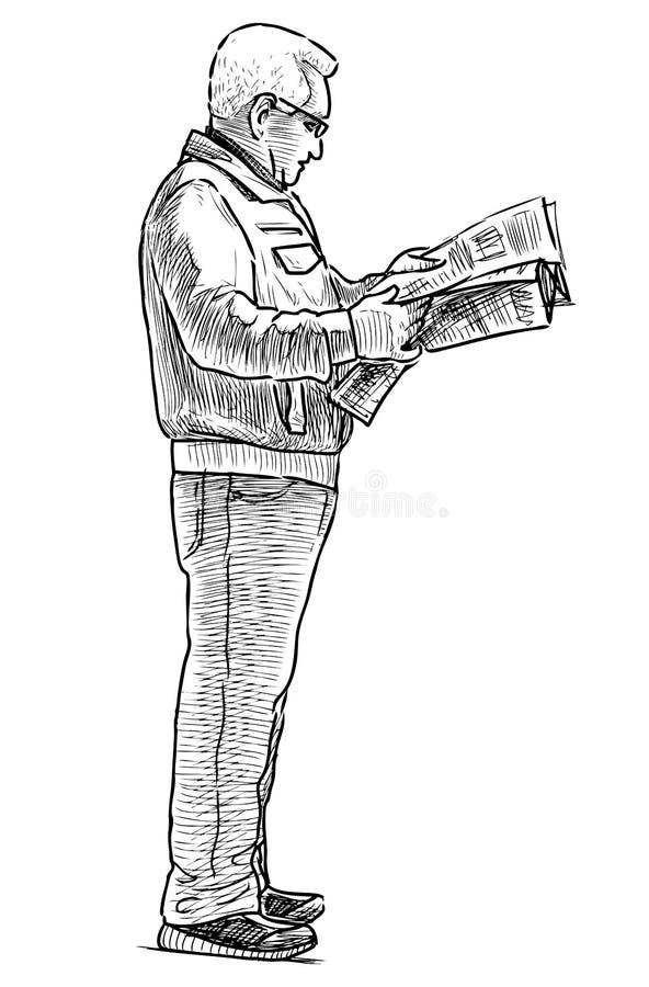 Man Reads A Newspaper Stock Vector Illustration Of European 27831065