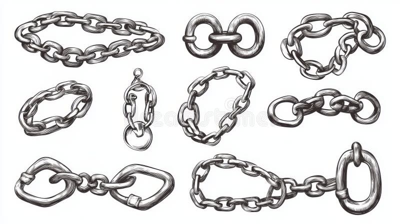 This Sketch Set of Chains Includes Illustrations of Broken Chains and ...