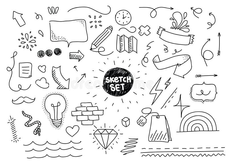 Sketch Set of Infographic Hand Drawn Elements and Stock Vector ...