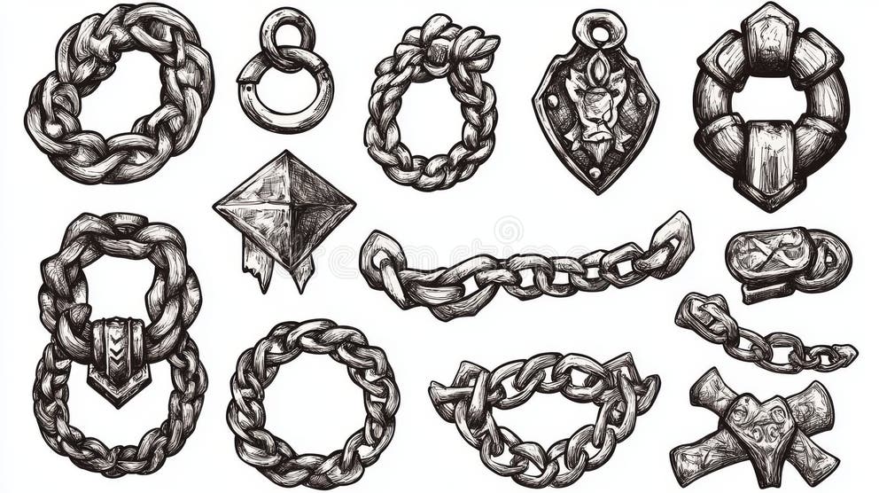 Sketch Set of Modern Chains, Including Illustrations of Broken Chains ...
