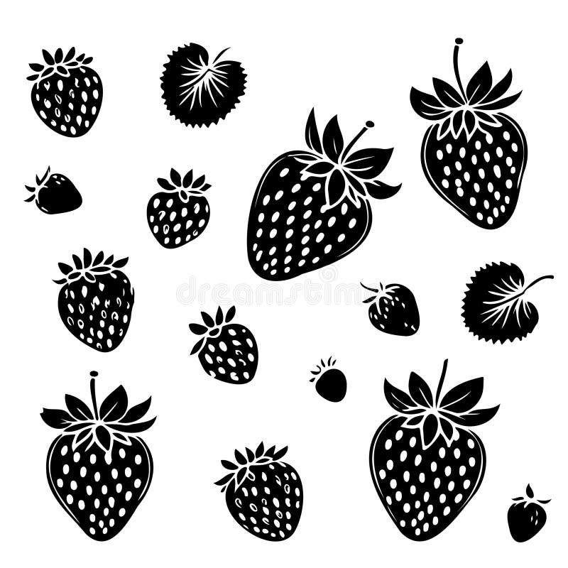 Sketch Set of Strawberry Hand Drawn Outline with Transparent Stock ...