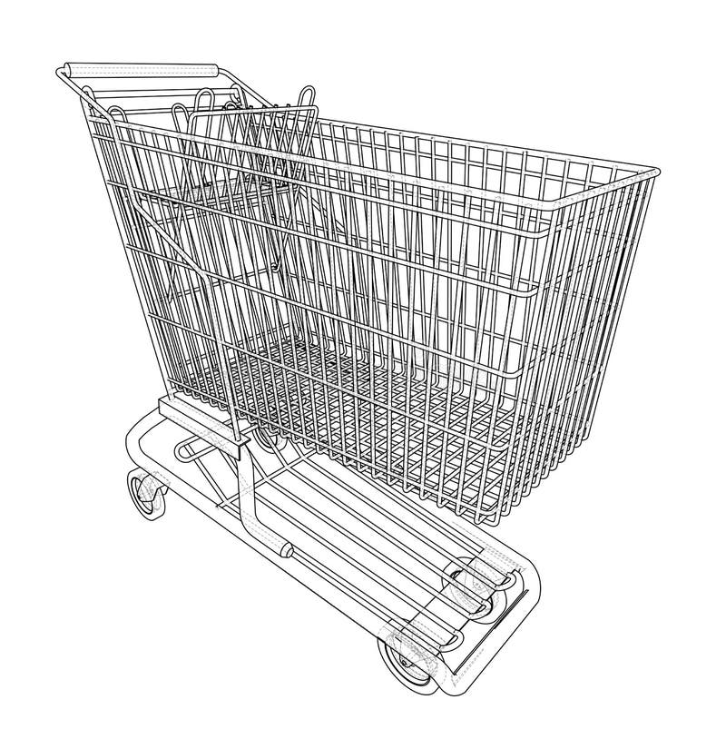 Sketch Shopping Trolley. Vector Stock Vector - Illustration of icon ...