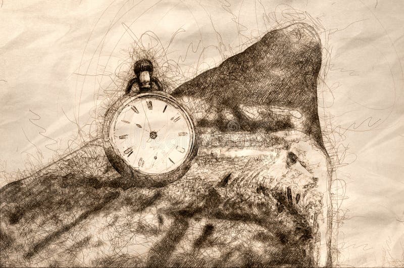 Sketch of the Relentless and Unstoppable Passage of Time Stock ...