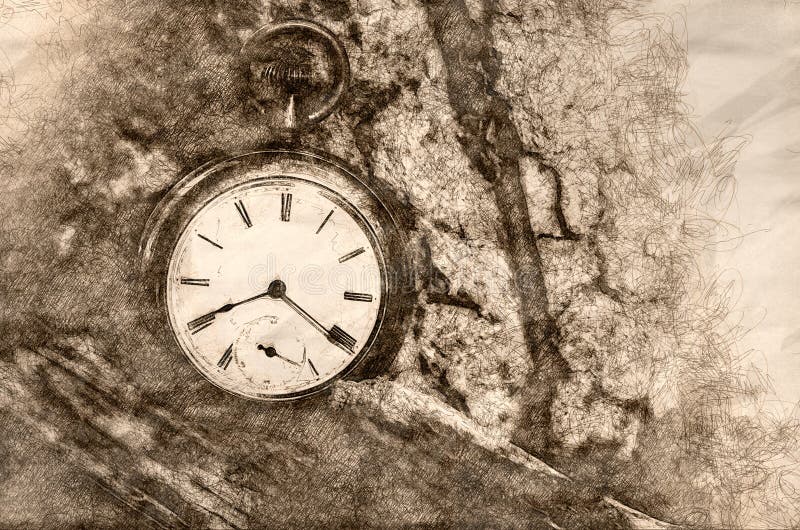 Sketch of the Relentless and Unstoppable Passage of Time Stock ...