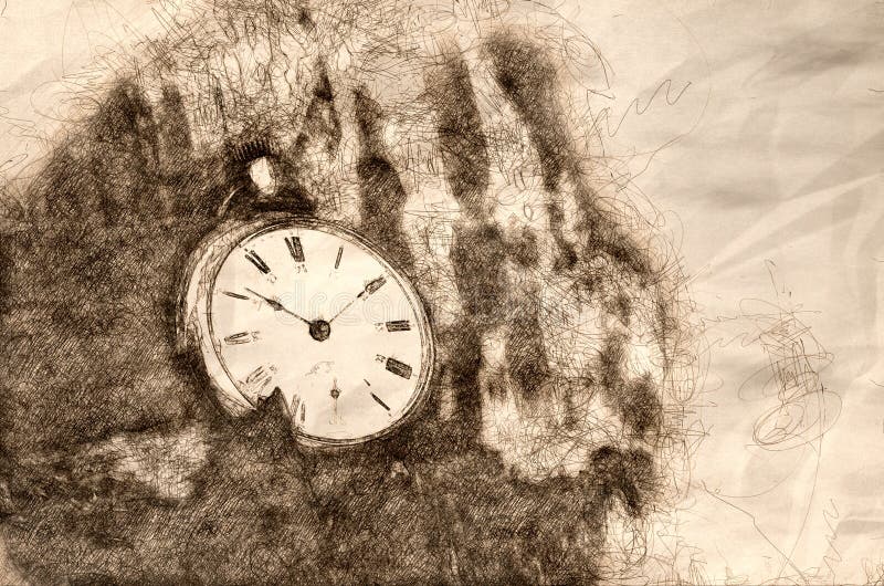 Sketch of the Relentless and Unstoppable Passage of Time Stock ...