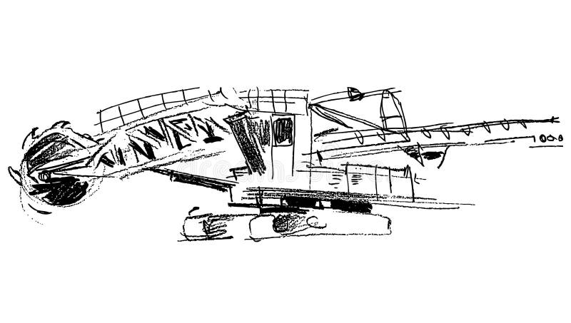 Sketch of Side View of Mining Excavator at Work Stock Vector ...