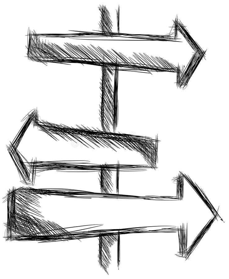Sketch of a Sign with Arrows Stock Illustration - Illustration of ...