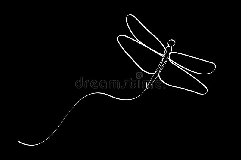 Vector Sketch Simple Single or One Continuous Fly Dragonfly Stock ...
