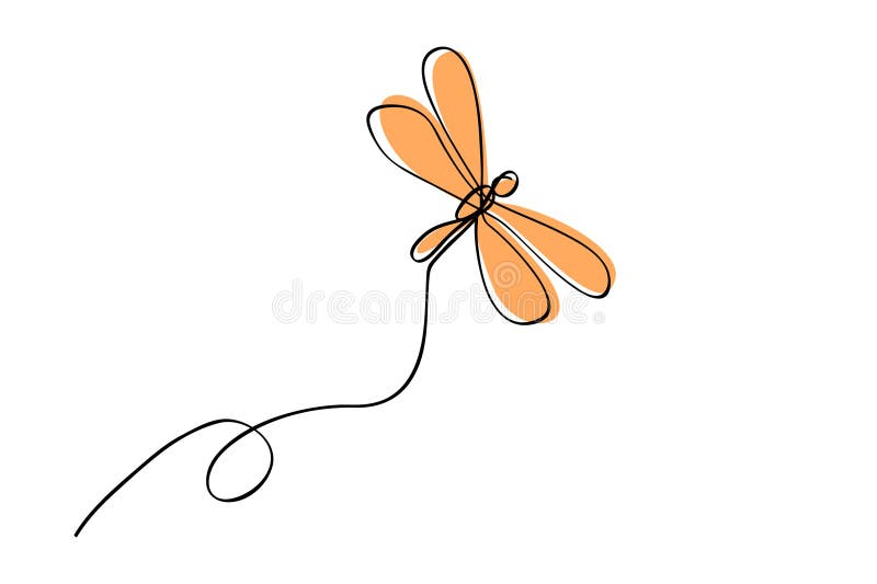 Vector Sketch Simple Single or One Continuous Fly Dragonfly Stock ...