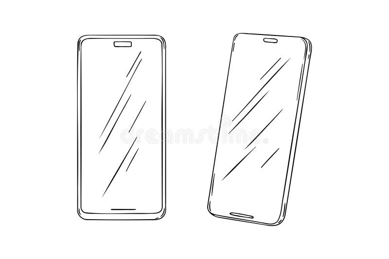 Sketch Smartphone with Touchscreen Display. Doodle Phone Icon Modern ...