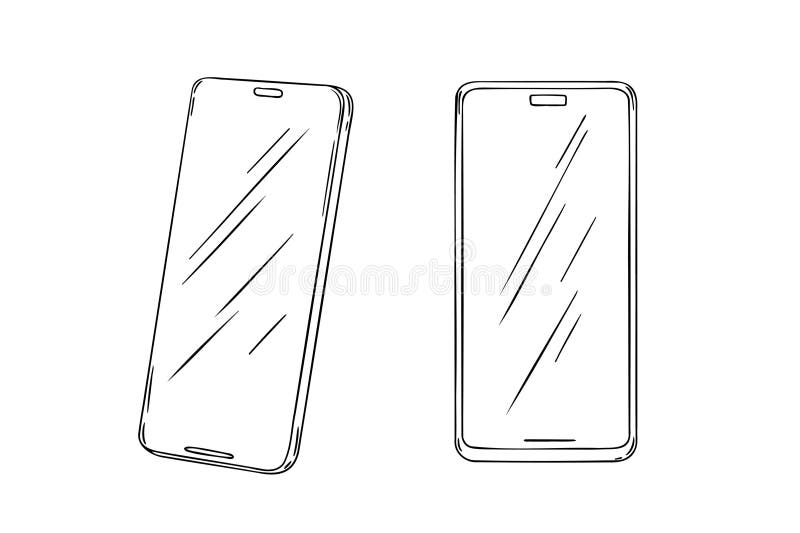 Sketch Smartphone with Touchscreen Display. Doodle Phone Icon Modern ...