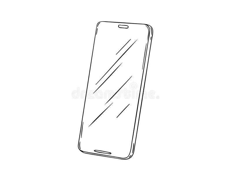 Sketch Smartphone with Touchscreen Display. Doodle Phone Icon Modern ...
