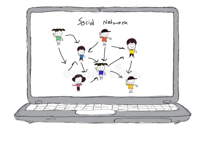 Sketch Social Networking Concept Stock Illustration - Illustration of ...