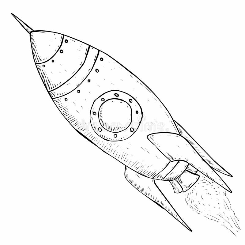 Sketch Space Rocket Illustration Stock Illustration - Illustration of ...