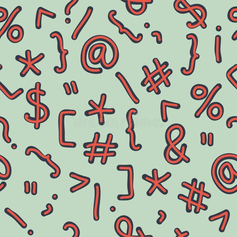 Sketch of Special Symbols. Seamless Vector Pattern Stock Vector ...