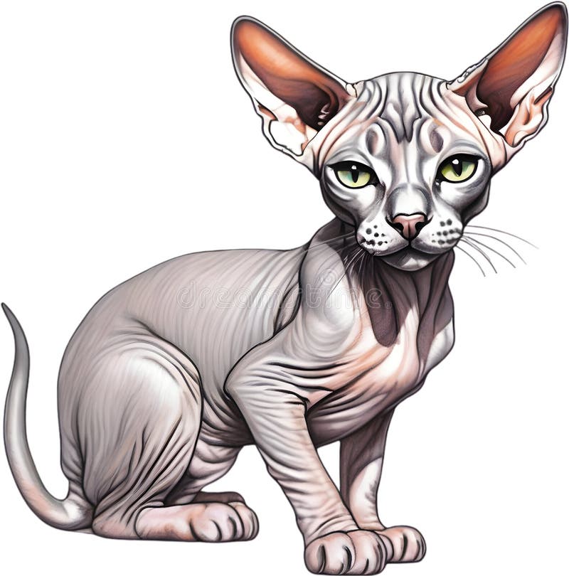 A Sketch of a Sphynx Cat. AI-Generated. Stock Photo - Illustration of ...