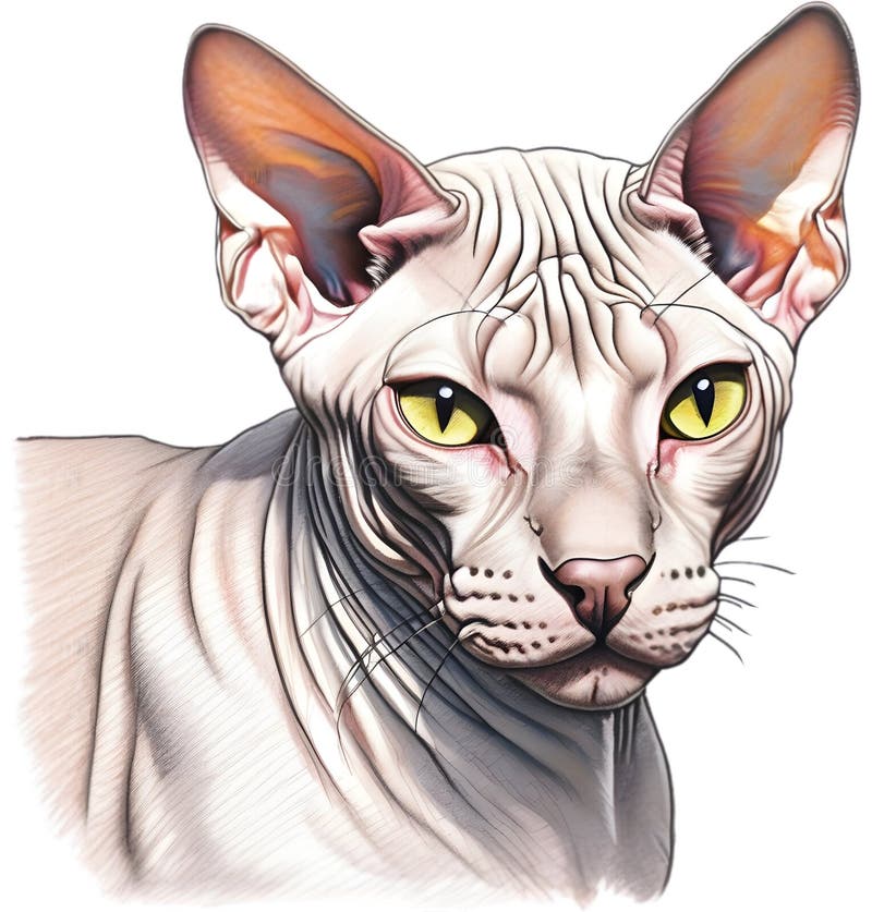 A Sketch of a Sphynx Cat. AI-Generated. Stock Photo - Image of download ...