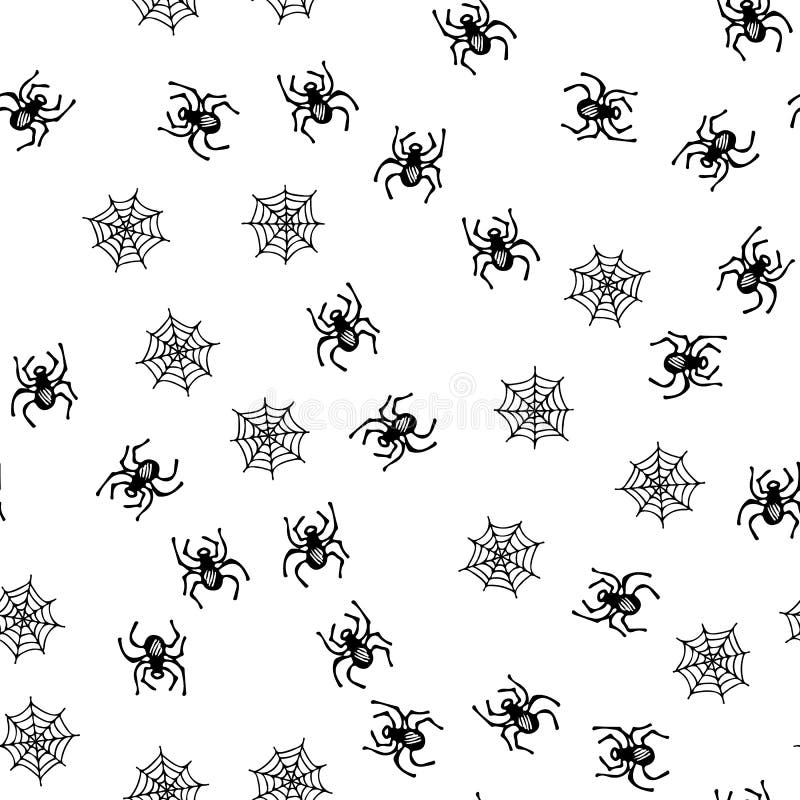Sketch Spider Web Halloween Seamless Pattern. Spider Web Halloween ...