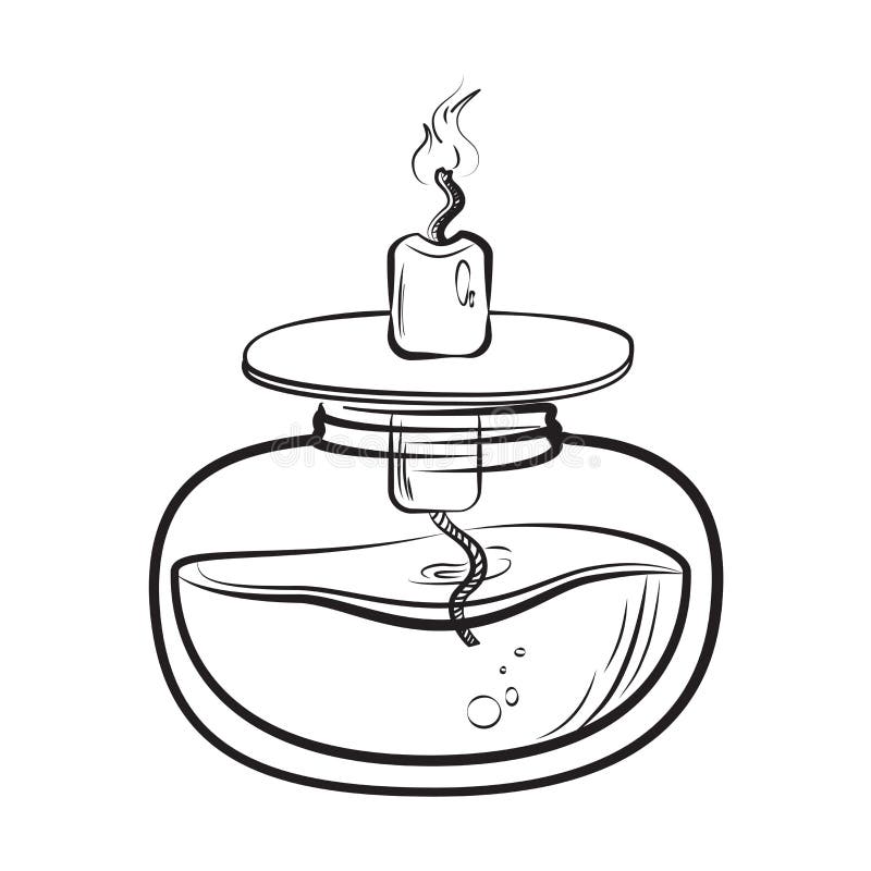 Sketch of Spirit Lamp Chemical Burner Stock Vector - Illustration of ...